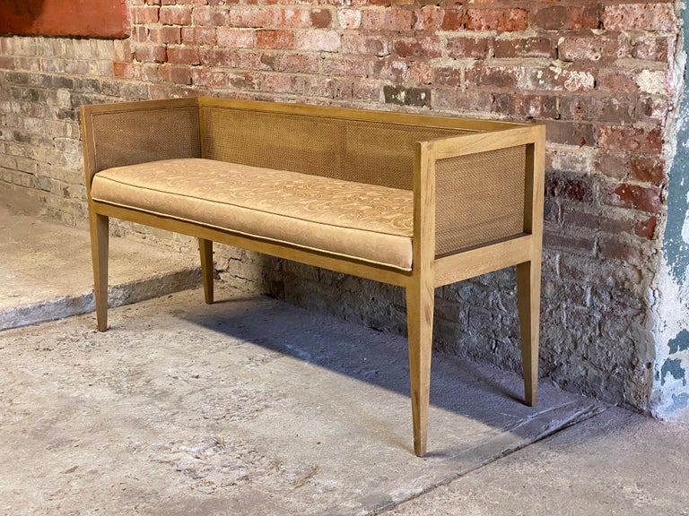 Mid Century Modern Caned Back Bench For Sale at 1stDibs