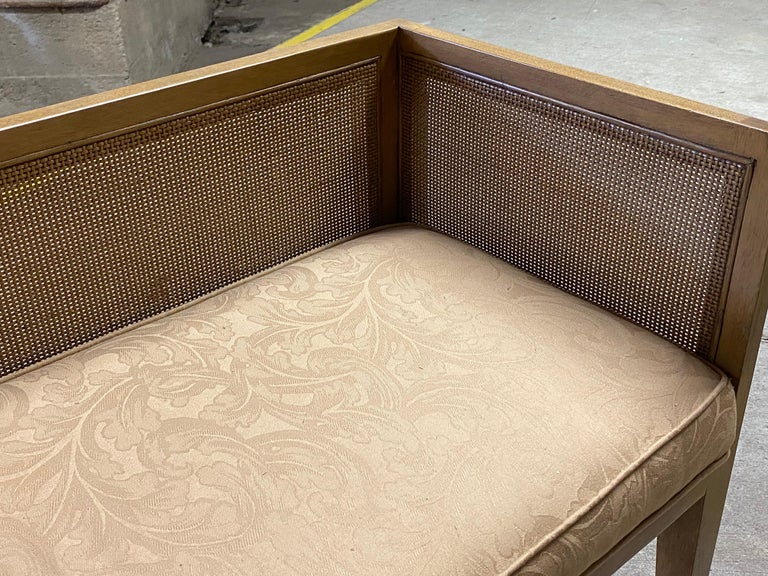 Mid Century Modern Caned Back Bench For Sale at 1stDibs
