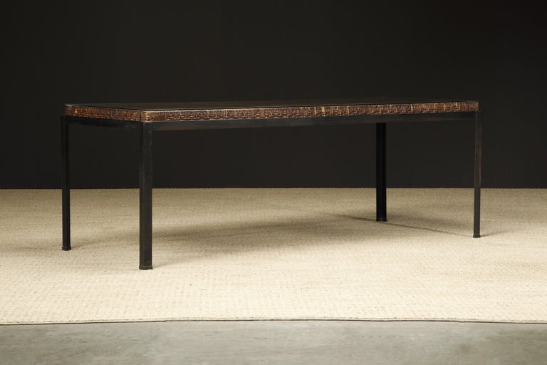 Caned Dining Table by Danny Ho Fong for Tropi-cal in Iron and Rattan, c ...