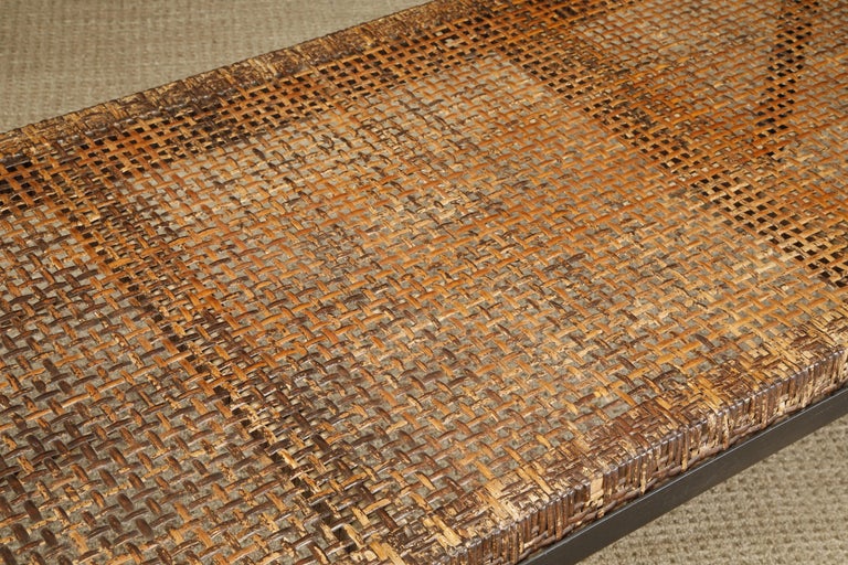 Caned Dining Table by Danny Ho Fong for Tropi-cal in Iron and Rattan, c ...