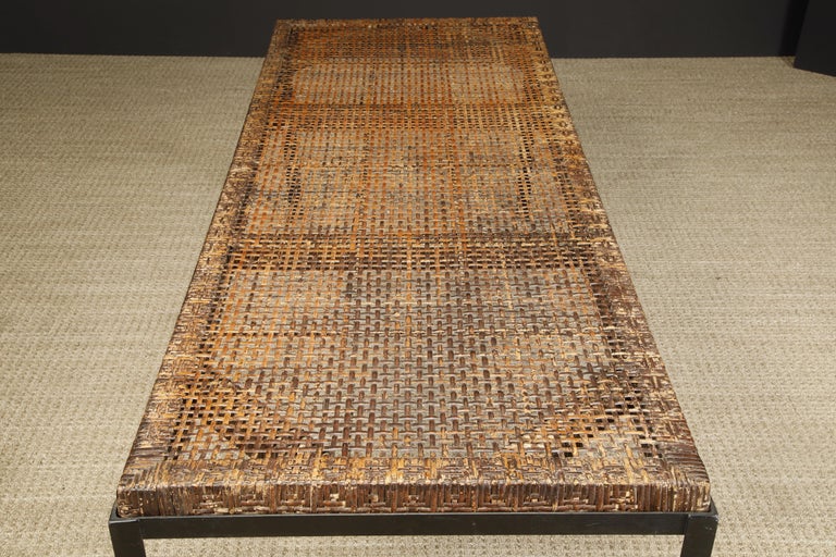 Caned Dining Table by Danny Ho Fong for Tropi-cal in Iron and Rattan, c ...