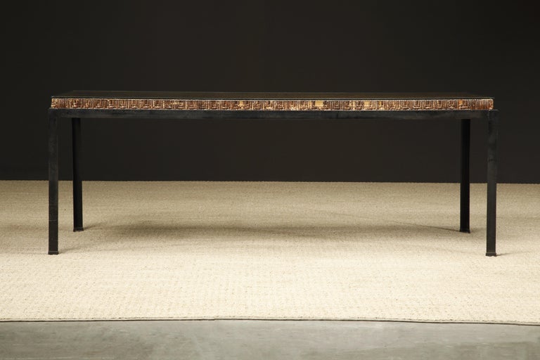 Caned Dining Table by Danny Ho Fong for Tropi-cal in Iron and Rattan, c ...