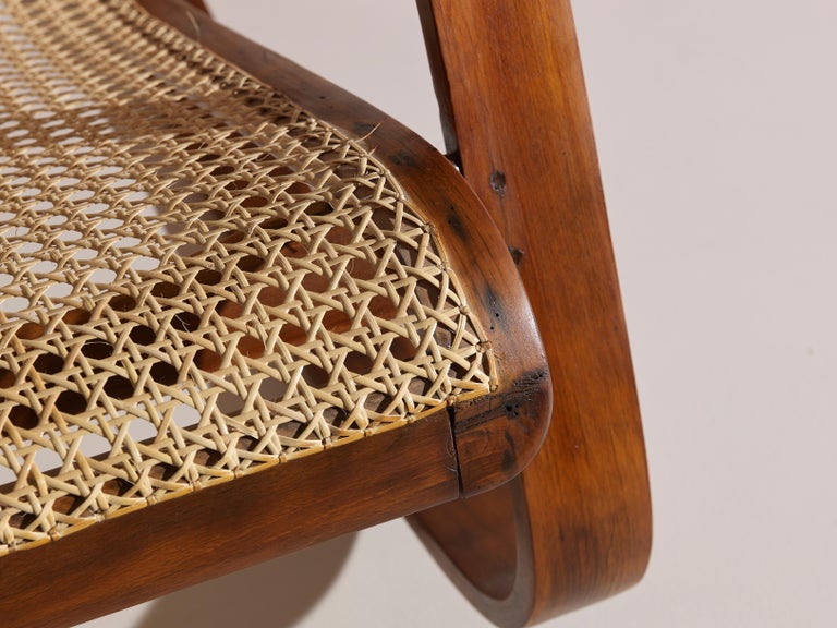 Caned Rocking Chair Made by Porino, Italy, 1930s For Sale at 1stDibs