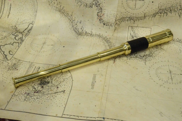 Marine Spyglass Brass and Leather Handle English manufacture 1870 For ...