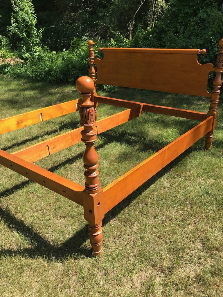 Cannonball and Feather Carved Reproduction King Four-Post Bed in Maple ...