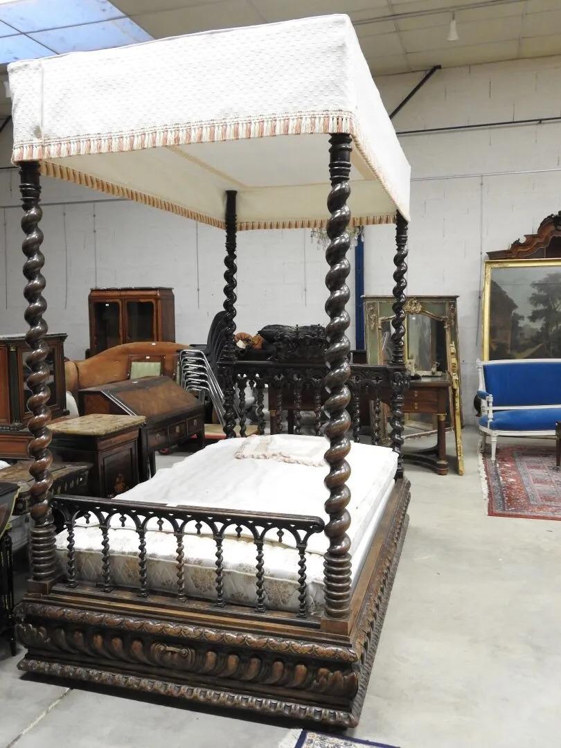 "canopy bed" in walnut style louis XIII, period XIX For Sale at 1stDibs ...