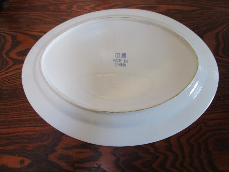 Canton Blue and White Chinese Export Vintage Oval Platter For Sale at ...