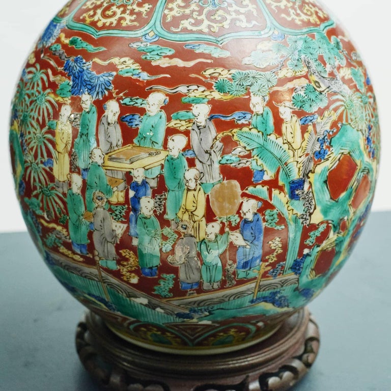 Canton Porcelain Vase 'Lamp' Late 19th Century For Sale at 1stDibs