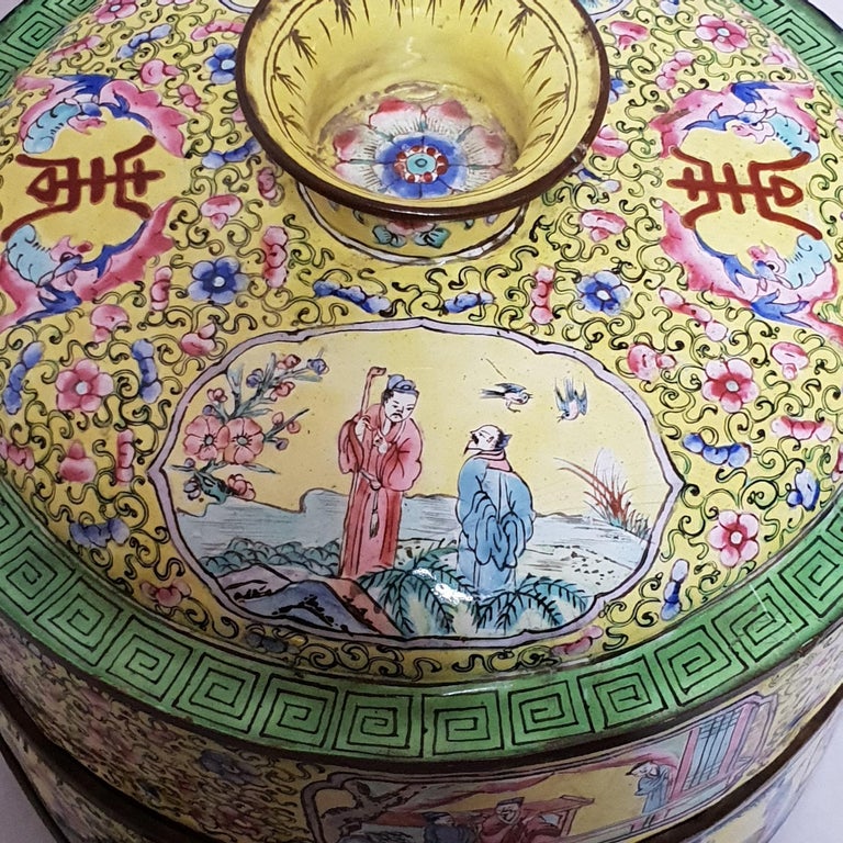 Cantonese Copper Enamelled Double Box, 1890s at 1stDibs