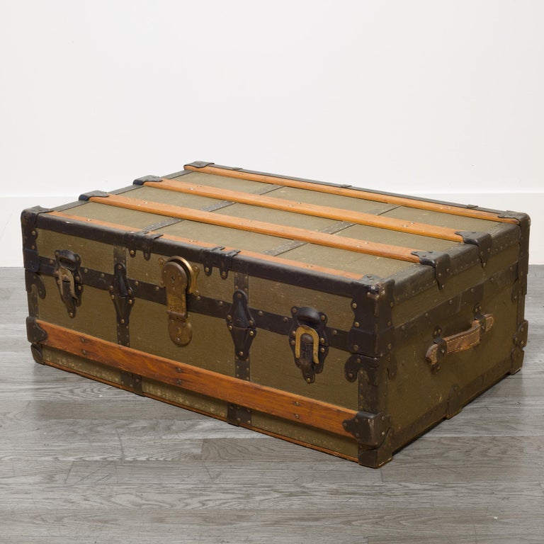 Canvas and Wood Cabin Trunk, circa 1875 For Sale at 1stDibs