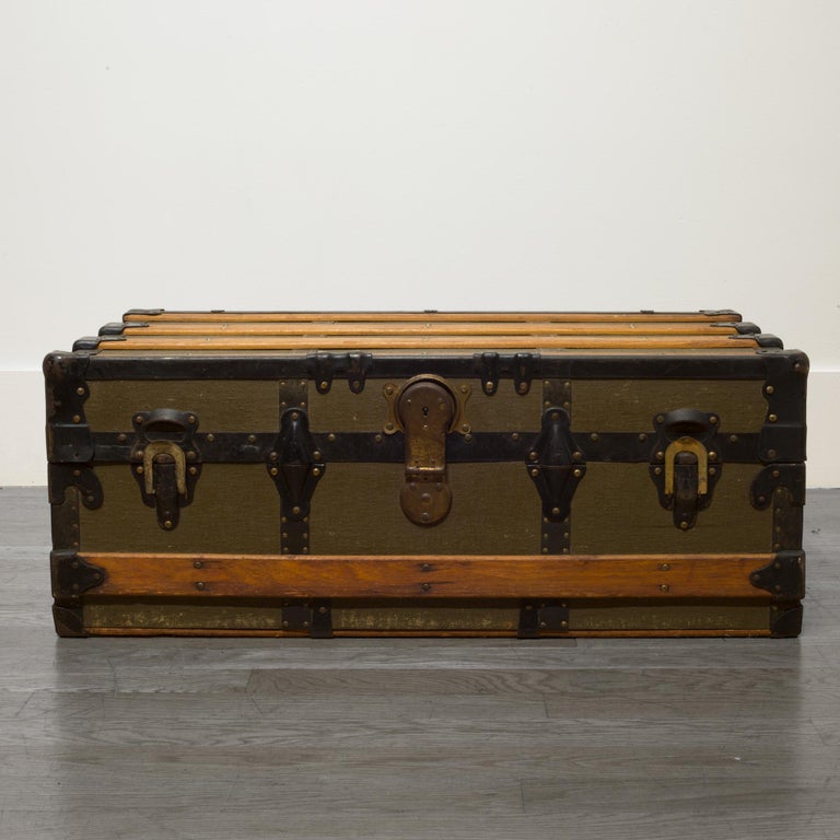 Canvas and Wood Cabin Trunk, circa 1875 For Sale at 1stDibs