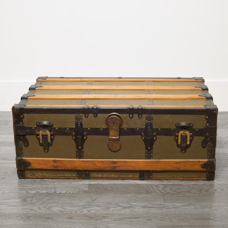 Canvas and Wood Cabin Trunk, circa 1875 For Sale at 1stDibs
