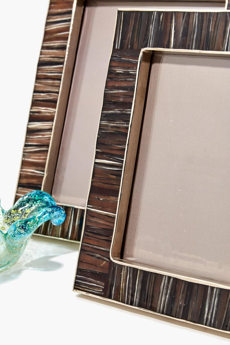 CAPA HORN Rectangular Medium Photoframe, Black/Brown Horn and Alpaca ...