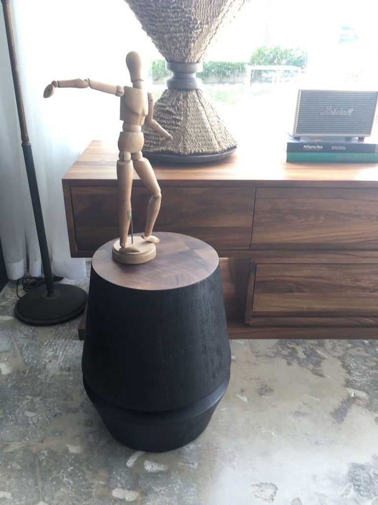 Capirucho Turned Side Table, Brushed Conacaste with Ebonized Finish by ...