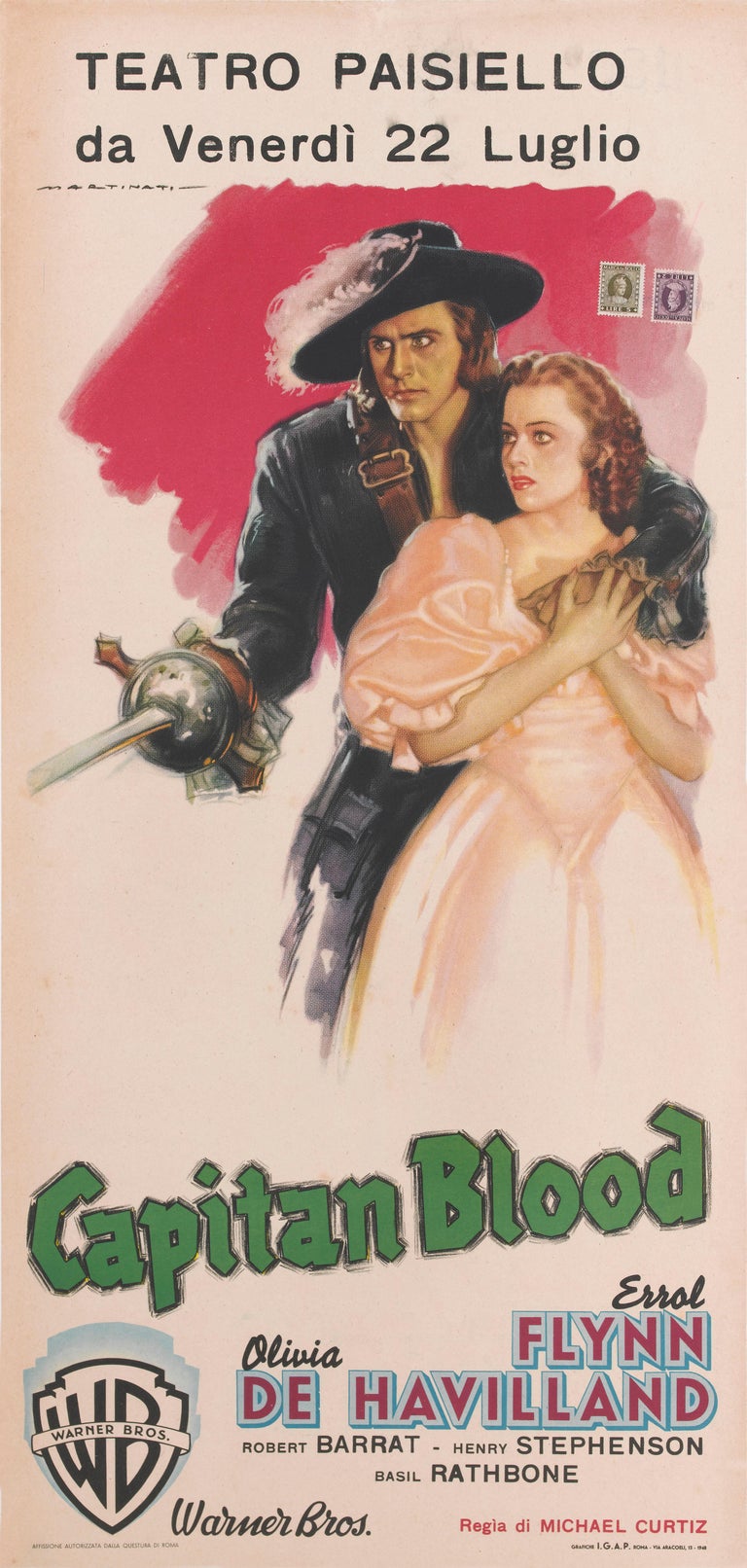 "Capitan Blood" Original Italian Film Poster, 1935 For Sale at 1stDibs