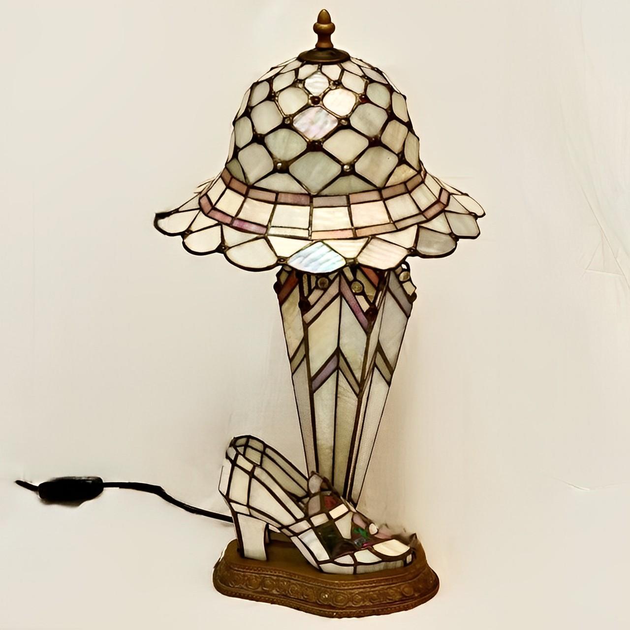 Capiz Mother of Pearl Hat Umbrella and Shoe Table Lamp circa 1970s For ...
