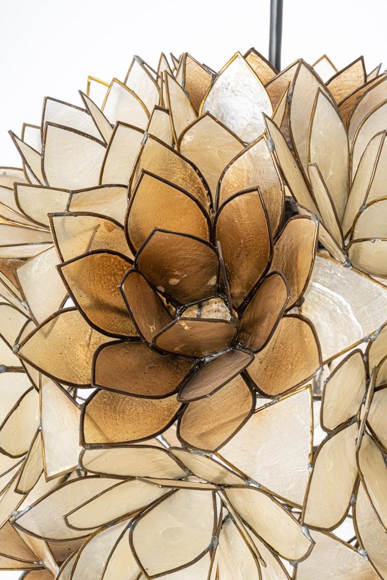 Capiz Shell Lotus Ball Chandelier Pendant Light Germany, 1960s at 1stDibs