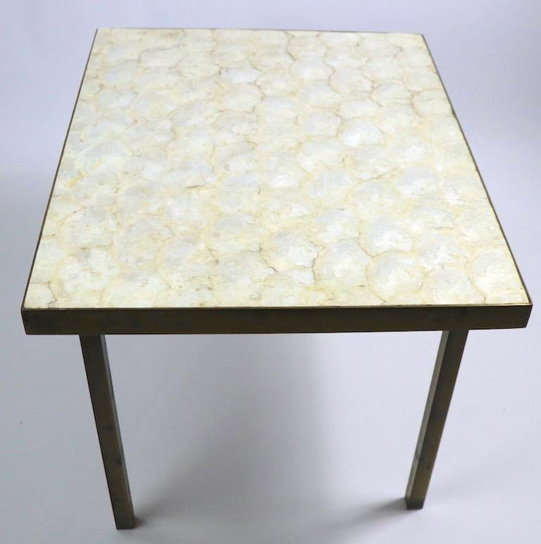 Capiz Shell Table with Squared Brass Legs For Sale at 1stDibs