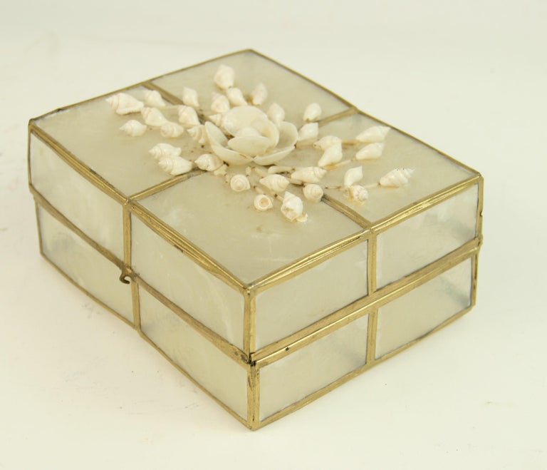 Capiz Shell Trinket Box with Shells For Sale at 1stDibs