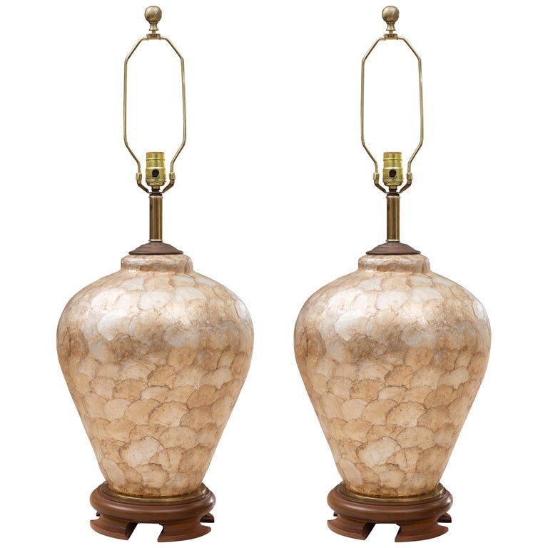 Capiz Shell Veneered Lamps For Sale at 1stDibs | capiz lamps