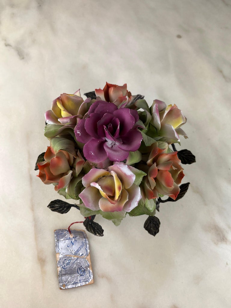 Capodimonte Flower Basket, Italy, 1960s For Sale at 1stDibs