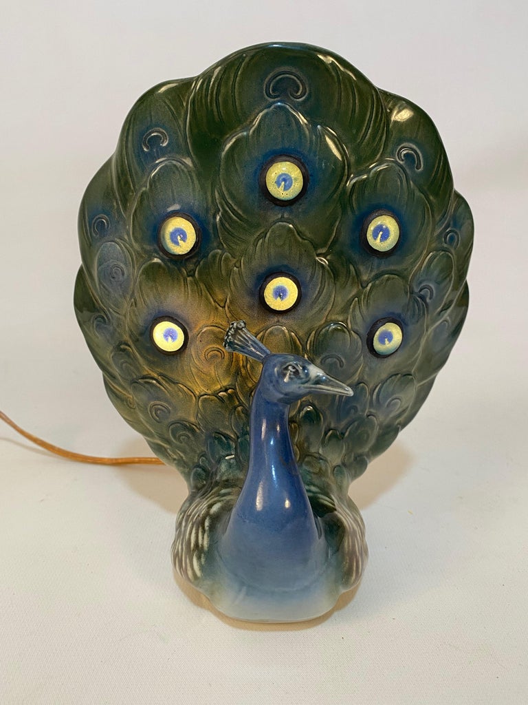 Capodimonte Jeweled Porcelain Peacock Lamp at 1stDibs | ceramic peacock ...