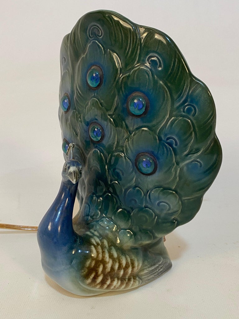 Capodimonte Jeweled Porcelain Peacock Lamp at 1stDibs | ceramic peacock ...