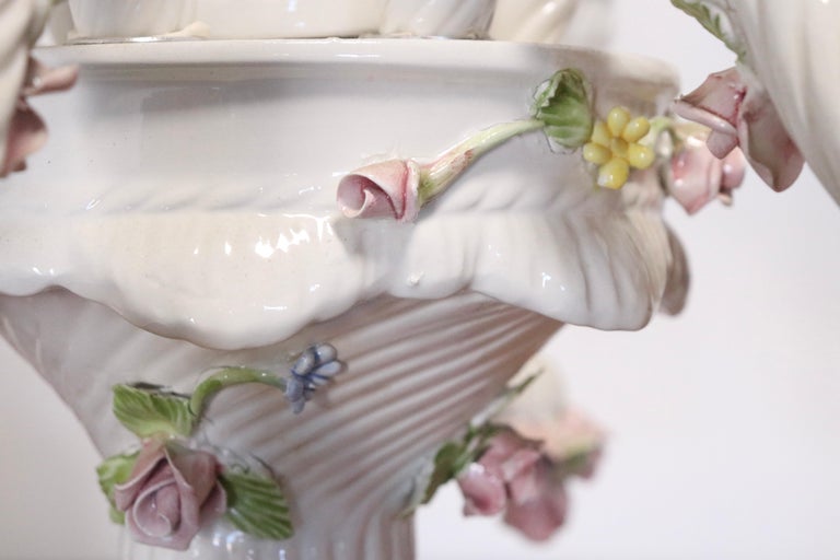 Capodimonte Style Fanciful White Porcelain Chandelier For Sale at 1stDibs