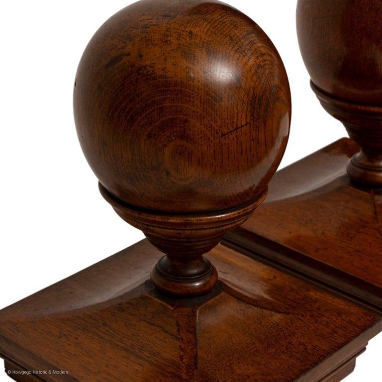 Capping Finial Newel Post Staircase Pair Oak Cup And Cover Ball 33cm 13 High For Sale At 1stdibs