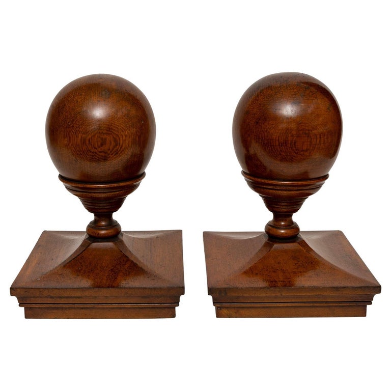Capping Finial Newel Post Staircase Pair Oak Cup and Cover Ball 33cm 13 ...