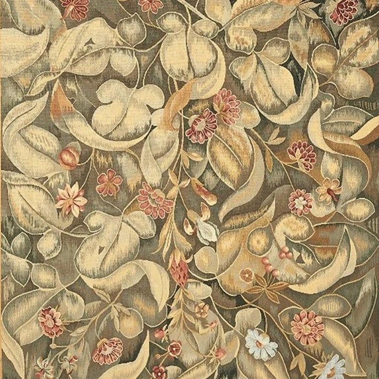 Luxury Aubusson Wool Dark Light Green Area Rug For Sale at 1stDibs