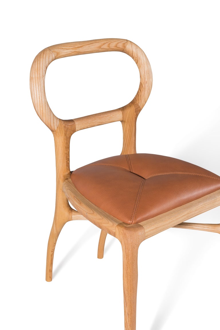 Capriol Dining Chair in Natural Walnut Frame, Leather Seat, by Nigel ...