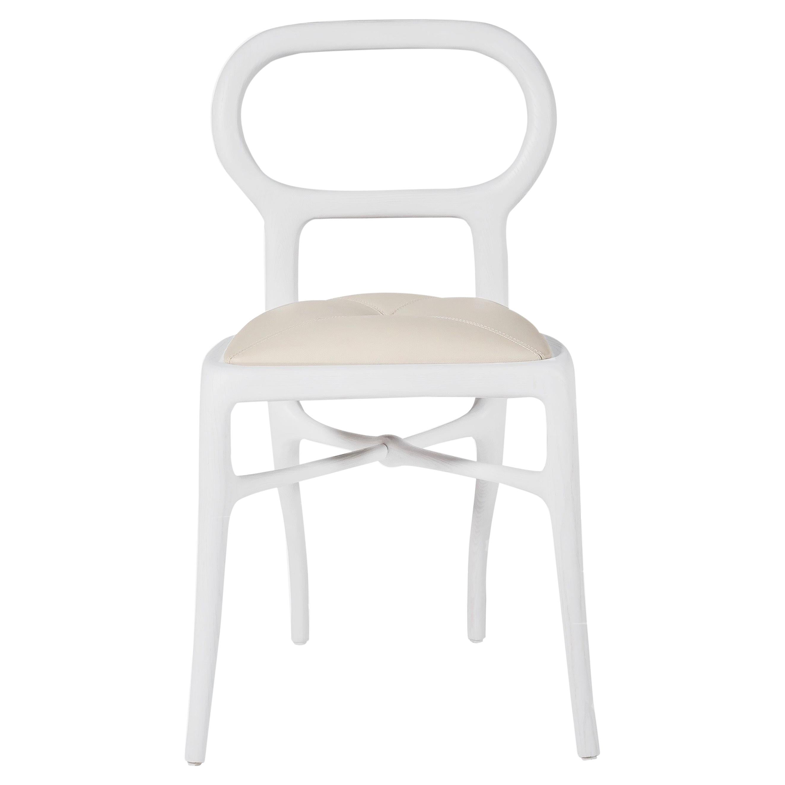 Capriol Dining Chair in Natural Walnut Frame, Leather Seat, by Nigel ...