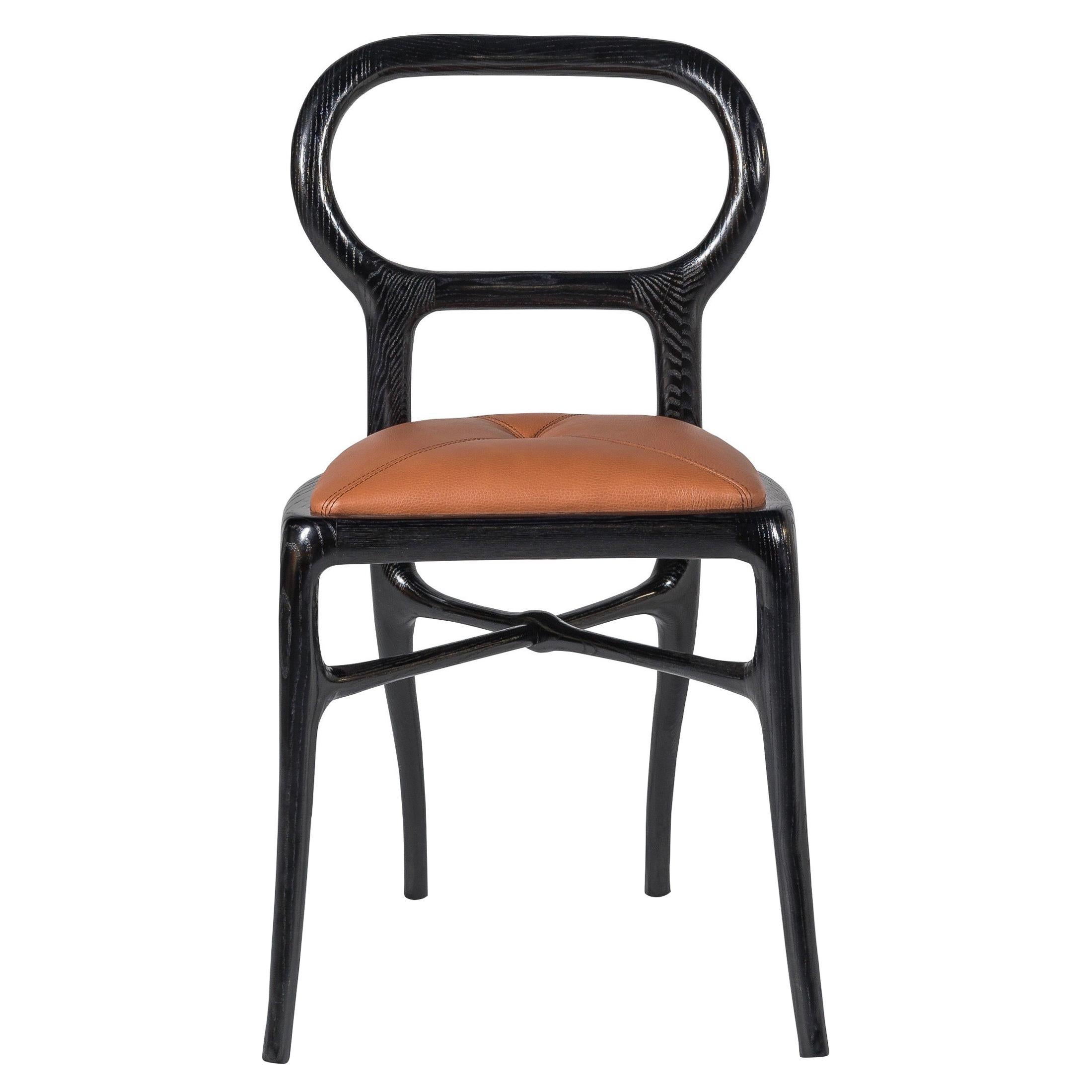 Capriol Dining Chair in Natural Walnut Frame, Leather Seat, by Nigel ...