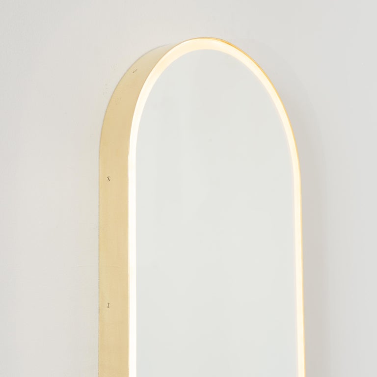 Capsula Illuminated Capsule Shaped Customisable Mirror with Brass Frame ...