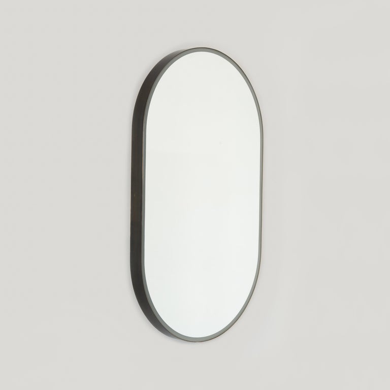 Capsula Front Illuminated Pill Shaped Mirror, Bronze Patina Frame, XL ...