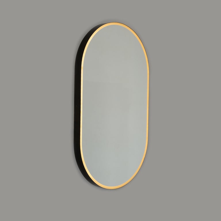 Capsula Front Illuminated Pill Shaped Mirror, Bronze Patina Frame, XL ...