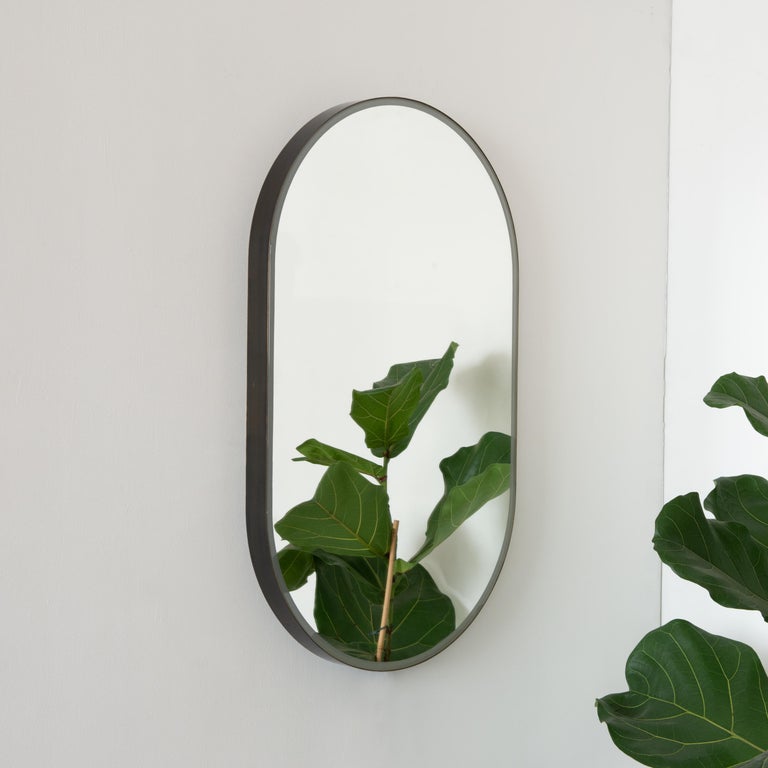 Capsula Illuminated Pill Shaped Bespoke Mirror with Bronze Patina Frame ...