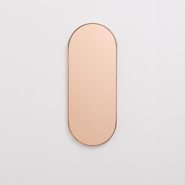 Capsula Capsule shaped Rose Gold Customisable Mirror with Copper Frame ...