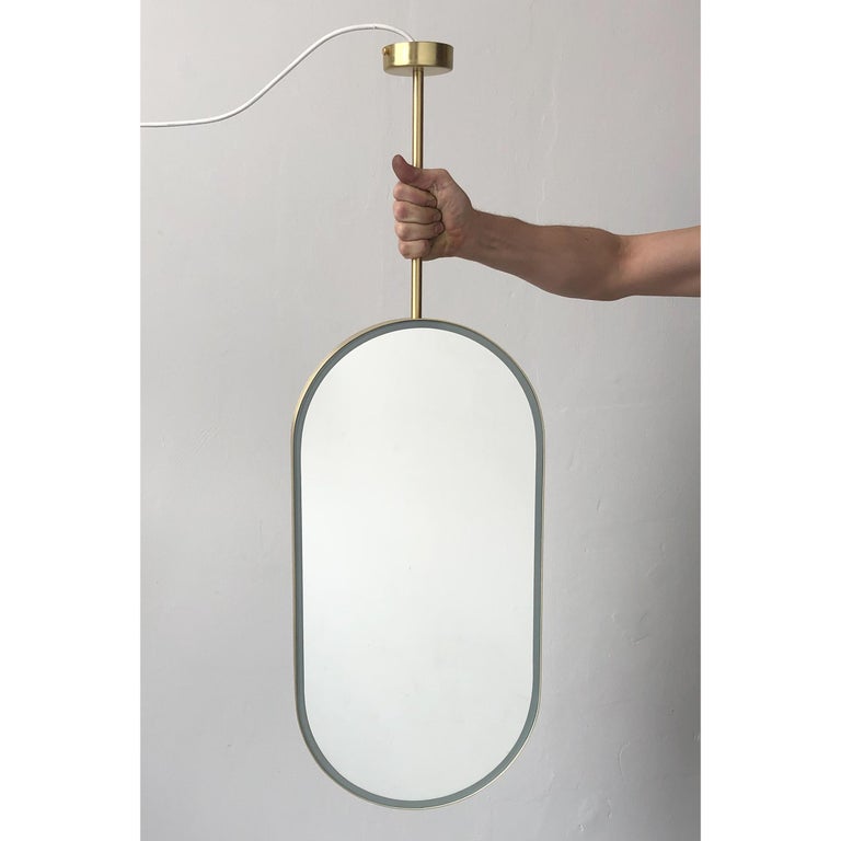 Capsula Front Illuminated Suspended Mirror with a Brass Frame ...