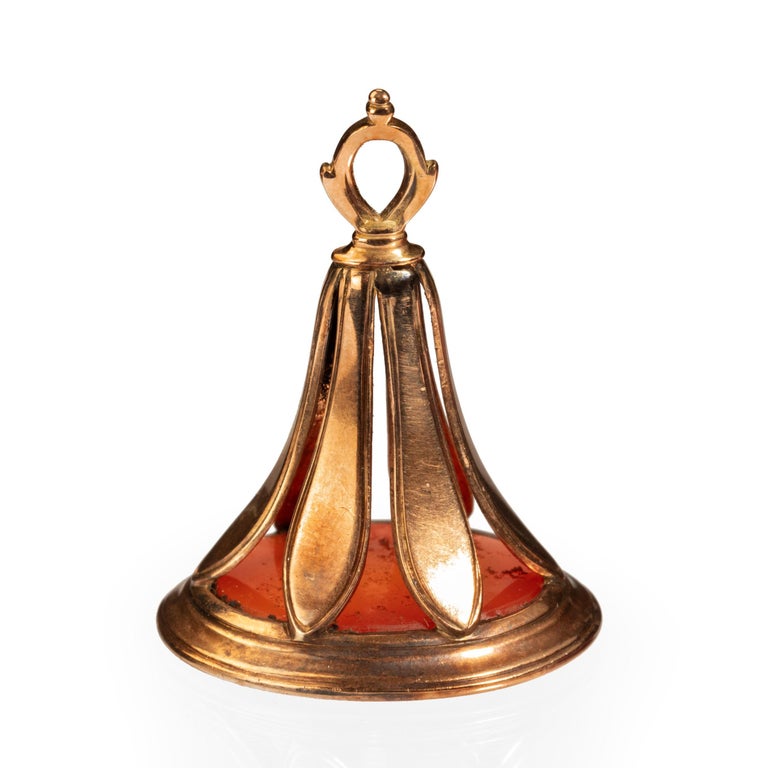 Captain Hood’s Gold and Hardstone Armorial Fob Seal For Sale at 1stDibs