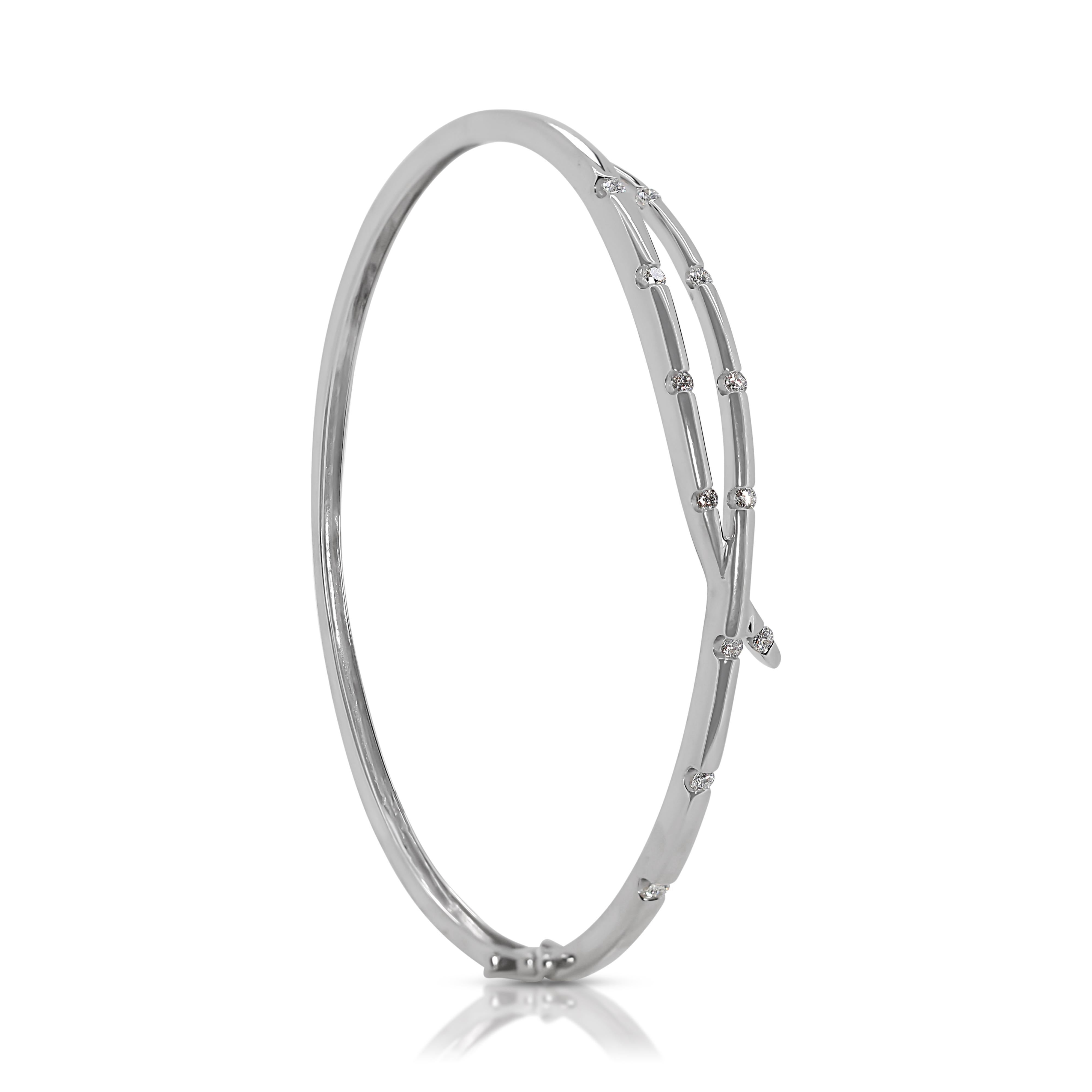 Captivating 0.24ct Natural Diamond Bangle in 18K White Gold For Sale at ...