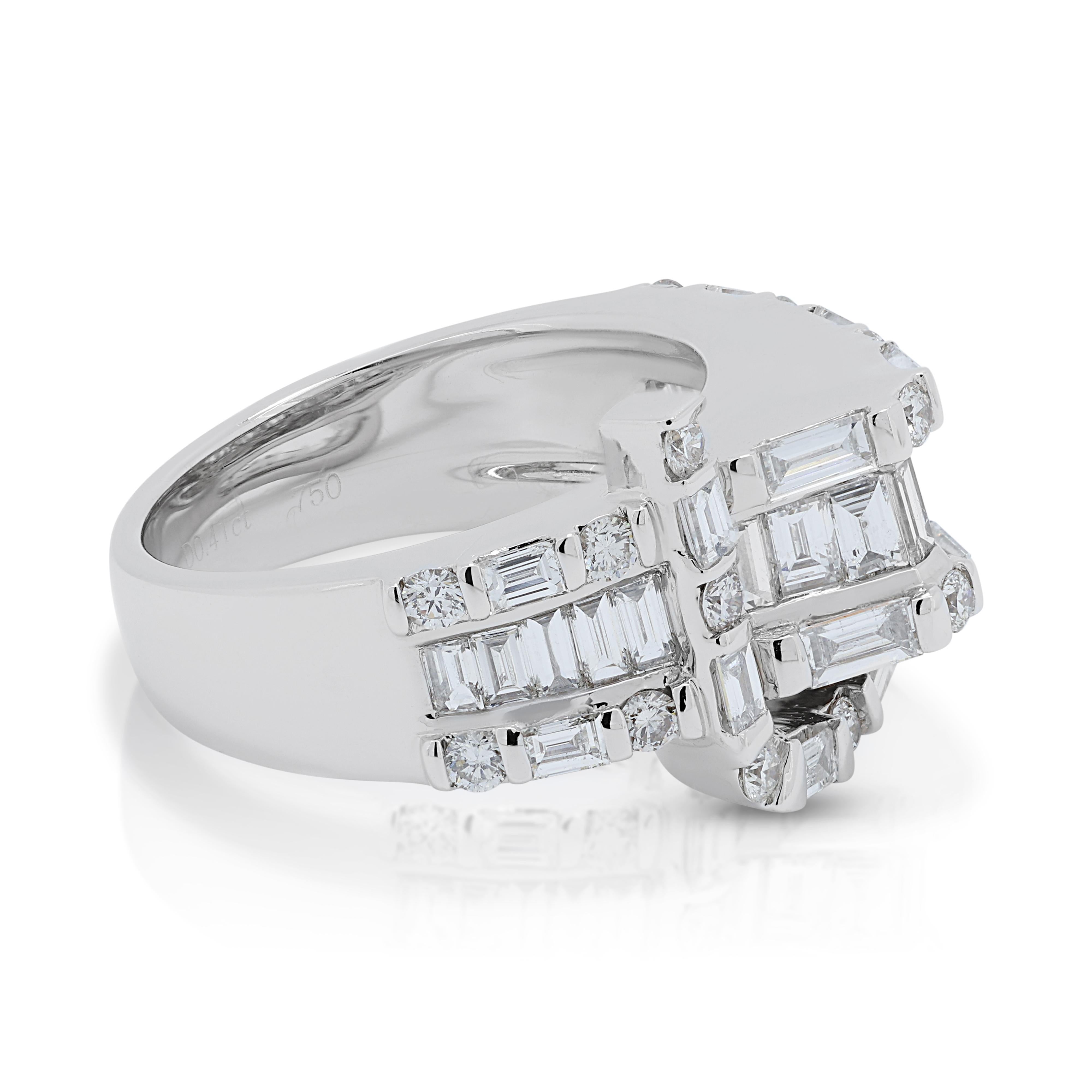 Captivating 1.78ct Diamonds Pave Ring in 18K White Gold For Sale at 1stDibs