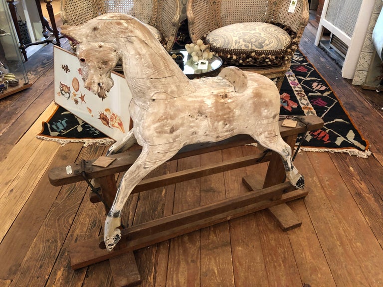 Captivating Distressed Antique Folk Art Children's Hobby Horse Toy at ...
