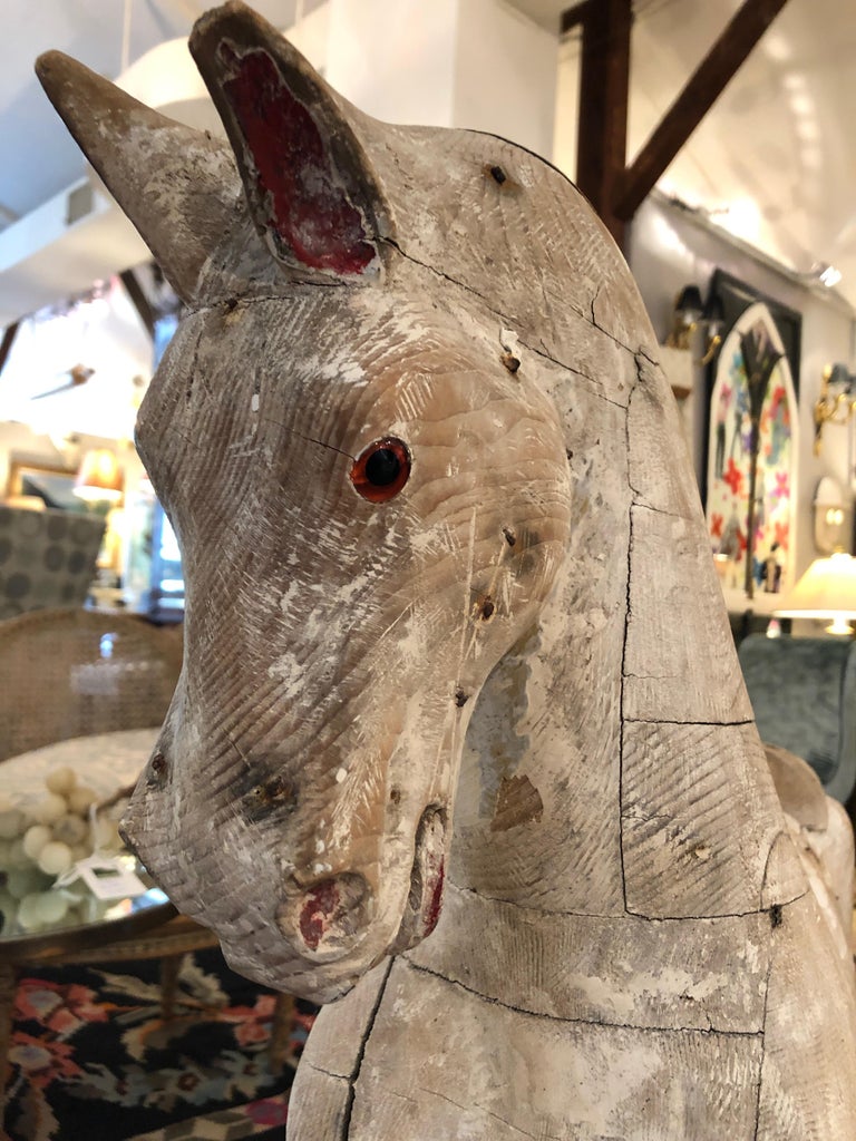 Captivating Distressed Antique Folk Art Children's Hobby Horse Toy at ...
