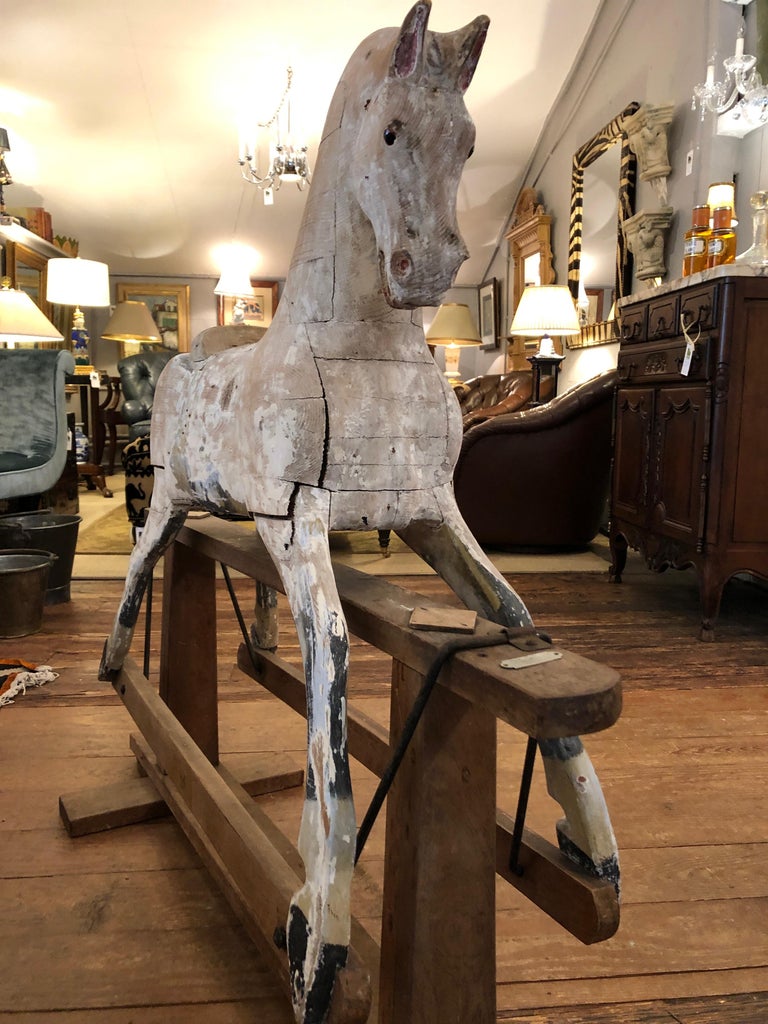Captivating Distressed Antique Folk Art Children's Hobby Horse Toy at ...