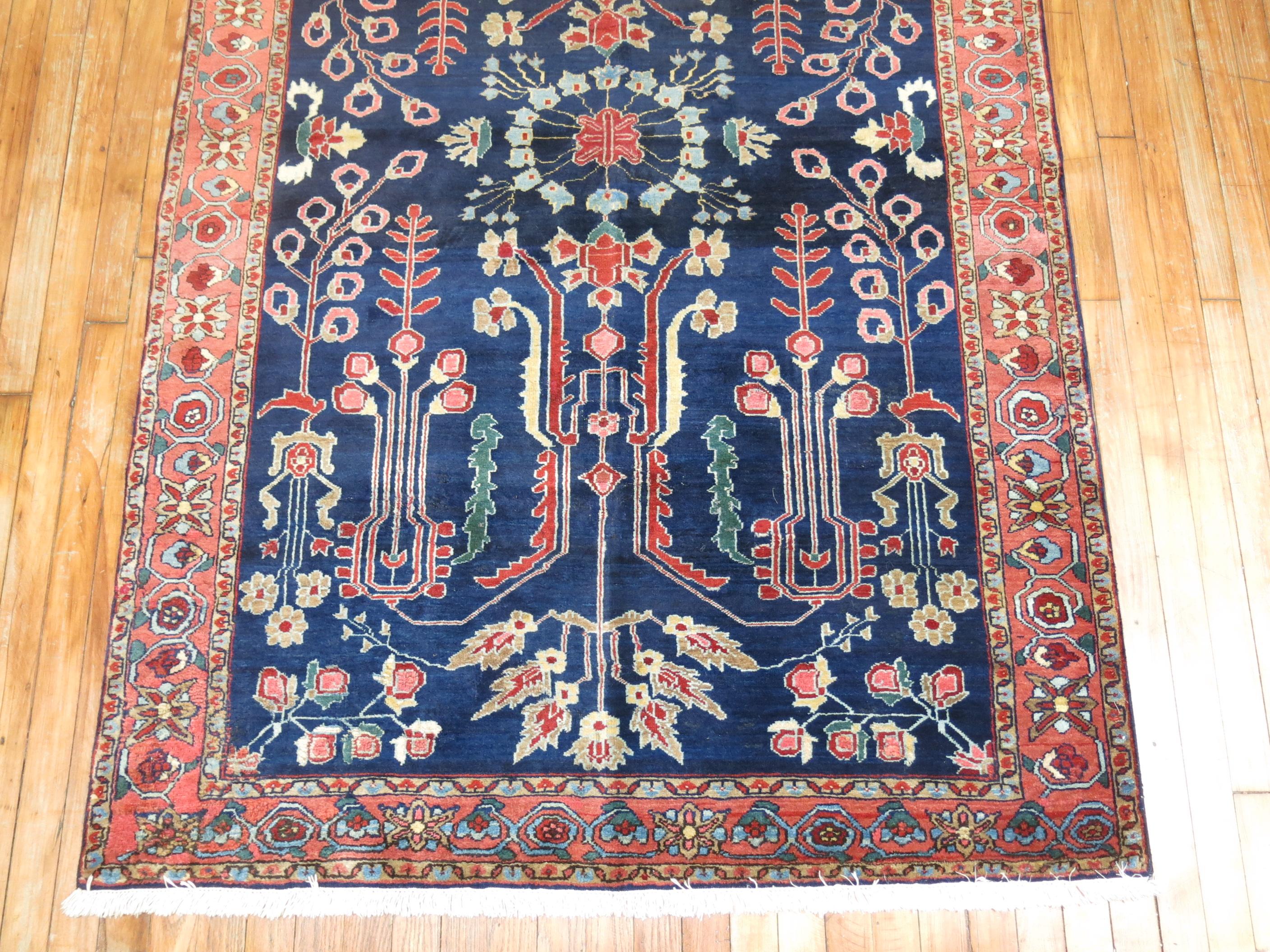 Captivating Navy Blue Persian Sarouk Rug For Sale at 1stDibs