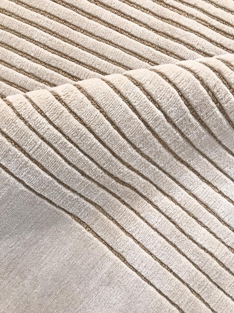 Rug Beige Minimalism Coastal Modern handmade Wool Silk Rug - Caracas ...