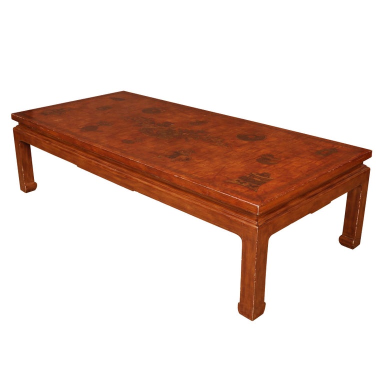 Caramel Asian Lacquer Coffee Table with Parcel Gilt Detail For Sale at ...