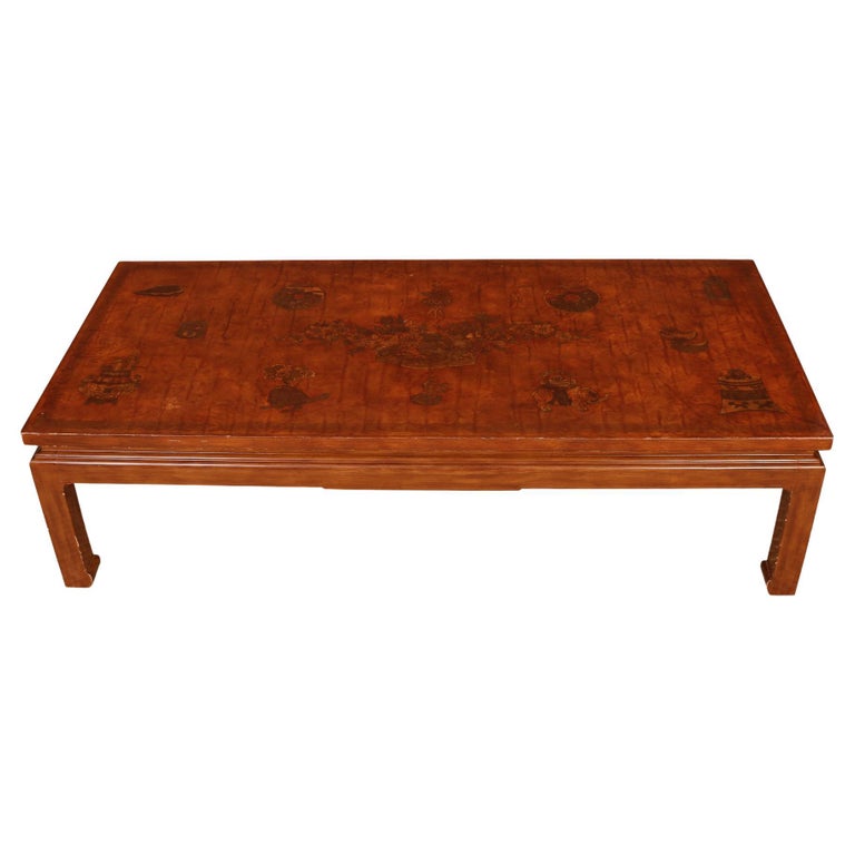Caramel Asian Lacquer Coffee Table with Parcel Gilt Detail For Sale at ...